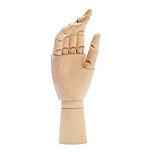 Wooden Hand Model, 7 in Right Hand Art Mannequin Figure with Posable Fingers for Drawing School, Practice, Supplies, Hand Jewelry Display, Decoration, Sketching