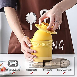 KOOV Ceramic Butter Crock, Butter Keeper for Counter, French Butter Dish Big Capacity (Yellow)