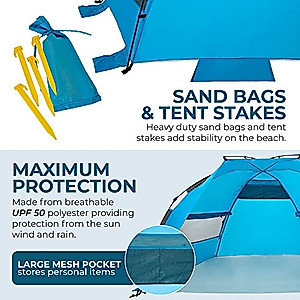 Pop Up Beach Tent – Quick and Easy Set Up, Family Size, Portable Sun and Water Shelter and Shade Canopy – for Fishing, Camping, Hiking and Outdoor Activities – by Outrav
