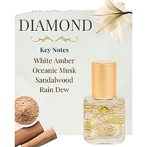 Diamond Organic Perfume Oil Extract Roll-On by Sage- 1/4 oz, Vegan & Cruelty-Free, Subtle Scent, Sandalwood, White Amber, Musk