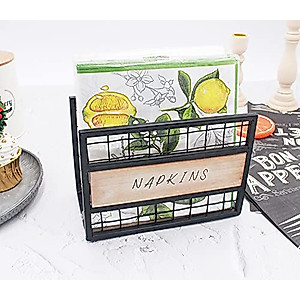 BetyHom Vintage 7x3.5x5 inch Metal Lattice Napkin Holder BLACK