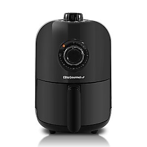 Elite Gourmet EAF-1121X Personal 1.1 Qt. Compact Space Saving Electric Hot Air Fryer Oil-Less Healthy Cooker, Timer & Temperature Controls, 1000W Black
