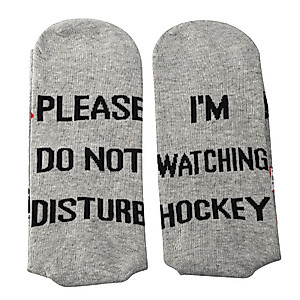 ZJXHPO Ice Hockey Crew Sock Please Do Not Disture I'm Watching Hockey Novelty Sock For Hockey Lover Player Coach Team (Disture Hockey)