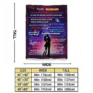 Valentine's Day to My Husband Gifts Blanket Soft Fleece Throw Blanket Cozy Fuzzy Warm Flannel Blankets for Women Men for Couch Bed Sofa All Season Gift