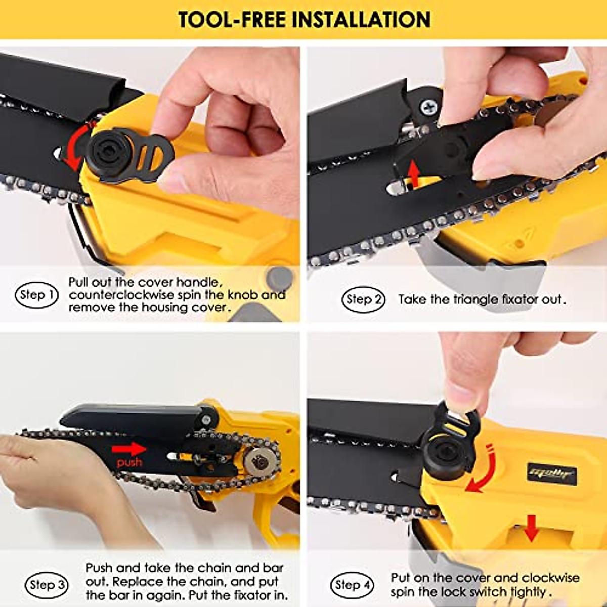 Mellif Mini Chainsaw 6-Inch for Dewalt 20V MAX Battery, Cordless Power Chain Saw with Security Lock, Brushless Handheld Electric Chainsaw for Wood Cutting Tree Trimming (Battery Not Included)