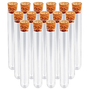 Plastic Test Tubes with Lids, 15x100mm (15ml) Clear Vials with Seal Cap Container Transparent Test Tubes with Cork Stoppers for Jewelry Seed Beads Powder Spice Liquid Storage (15 PCS)