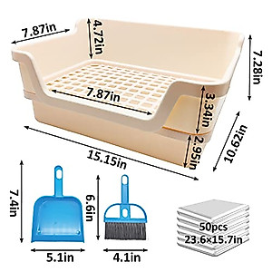 BNOSDM Large Rabbit Litter Box Deep Rabbit Toilet Bunny Potty Training Litter Box with Tray Corner Small Animal Litter Pan for Adult Rabbits Chinchillas Ferrets Galesaurs (White)