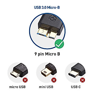 Cable Matters USB C to Micro USB 3.0 Cable 3.3 ft with 10 Gbps Data Transfer (USB C to Micro B 3.0, USB C Hard Drive Cable) in Black