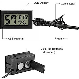 Mini Digital Thermometer, Humidity Meter, Hygrometer, and Hydrometer: Digital Temperature and Humidity Monitor for Reptile Incubator Brooders, Garden, Greenhouse, Fridge, Experiment use