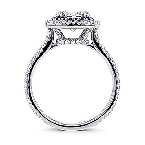 Kobelli 2 Carat TW Moissanite (GH) and Sapphire Cushion Halo Engagement Ring in 14k White Gold - Size 10