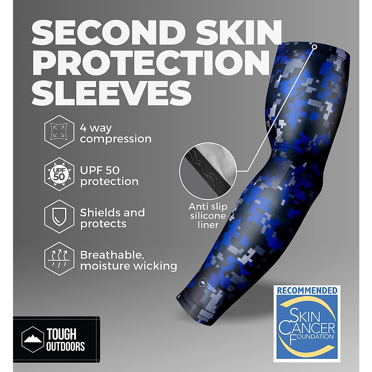Tough Outdoors Sports Compression Arm Sleeves for Men & Women - Youth, Kids Basketball Shooting Sleeves - Football, Baseball