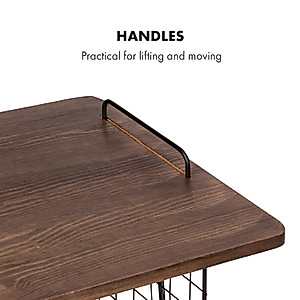 Granrosi 3 Tier Fruit Basket Stand for Kitchen Floor & Pantry — Stackable Rolling Fruit Cart & Vegetable Rack on Wheels; Produce Cart with Wooden Tabletop; 3 Tier Wire Basket Stand