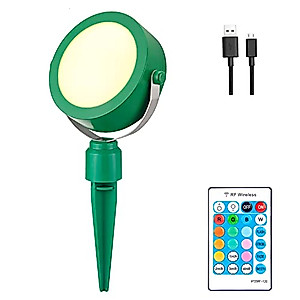 BIGMONAT Landscape Light USB Rechargeable, Color Changing Tree Spotlight Outdoor, RGB Garden Plant Lighting with Remote, Waterproof Ground Light for Patio Yard Pathway