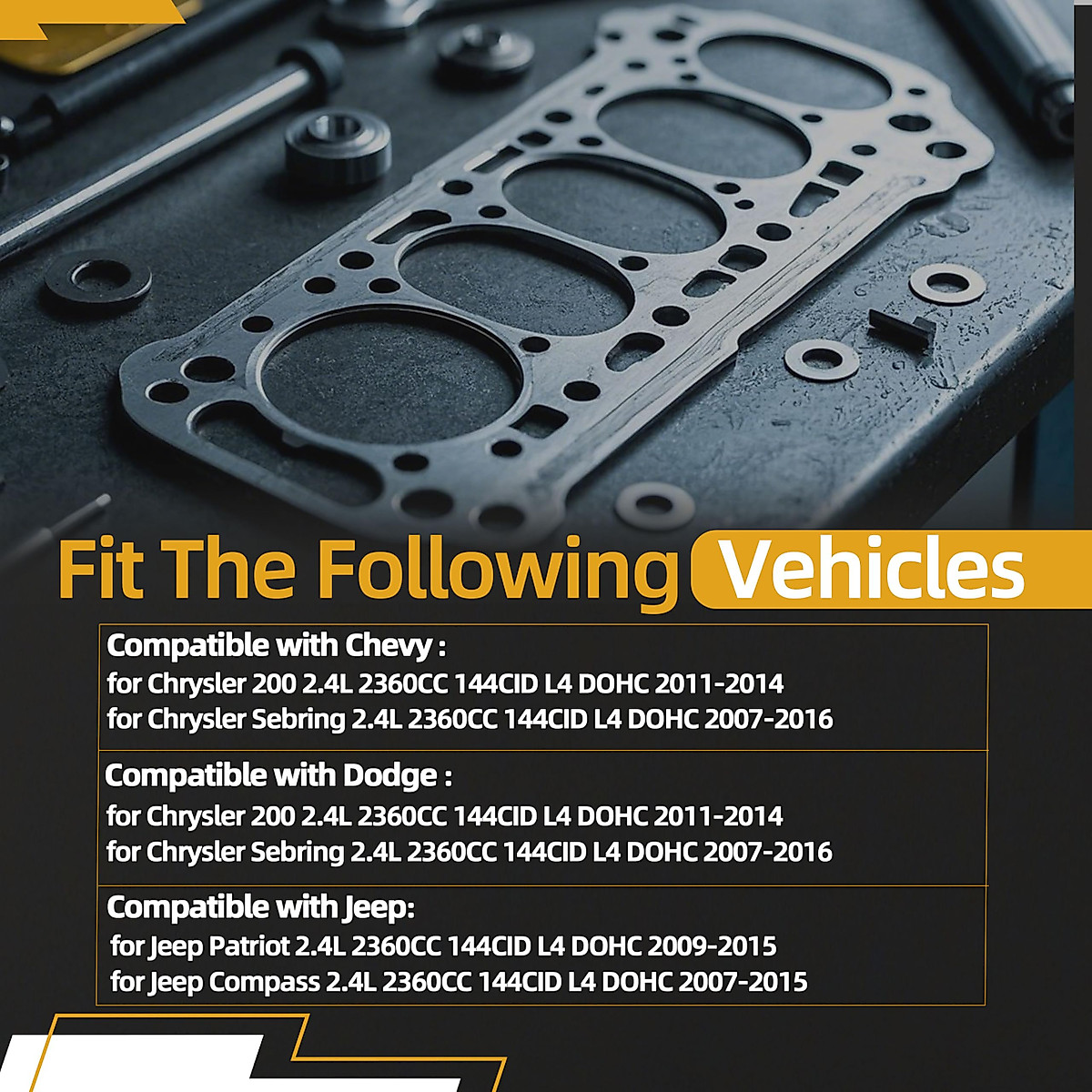 HGS167 Engine Cylinder Head Gasket Set fit for Chrysler 200/Sebring 2007-2016, for Dodge/Avenger/Journey 2008-2014, for Jeep Compass/Patriot/Compass 2.4L 2007-2015 2.4L DOHC L4 16V HS26332PT HS54664