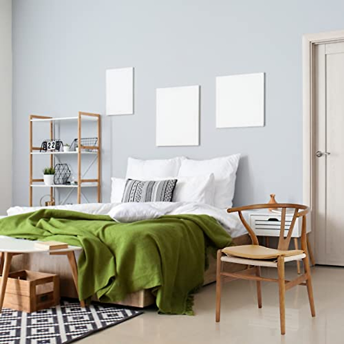 Forsho Wishbone Chair with PU Soft Seat Cushion,Mid-Century Solid Wood Y Back Weave Dining Chair（Ash Wood - Walnut + Cushion）