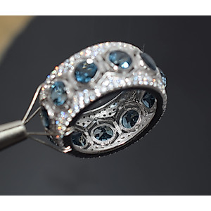 Women's Beautiful Natural Blue Topaz Gemstone Designer Ring 925 Sterling Silver Something blue, Sky blue, Wedding Band, Elegant Eternity Ring For Wedding/Marriage/Fastival/Annyversary (Size:-9)