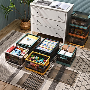 WMM Storage Bins with Lids 12Gal, Stackable Medium Storage Box, Dual Door Closet Storage Box, Foldable Storage Box for Homes and Dormitories(1Pack Blue)