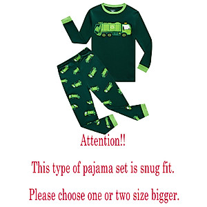 Family Feeling Garbage Truck Little Boys Long Sleeve Pajamas 100% Cotton Pjs Toddler Sleepwears Size 4T
