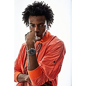 Citizen Eco-Drive Star Wars Men's Watch, Stainless Steel with Orange Leather strap, Rebel Pilot, Silver-Tone, 44mm (Model: CA4478-56L)