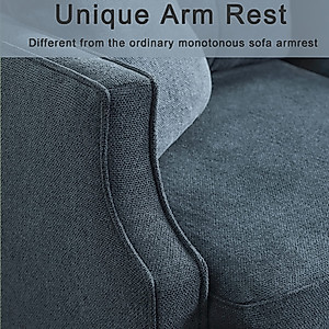 Plococo Mid-Century Modern 3 Seat Sofa Couch, The Ultimate Comfort Experience Loveseat with Thick Cushions,Waterproof Fabric,and USB Port,Blue