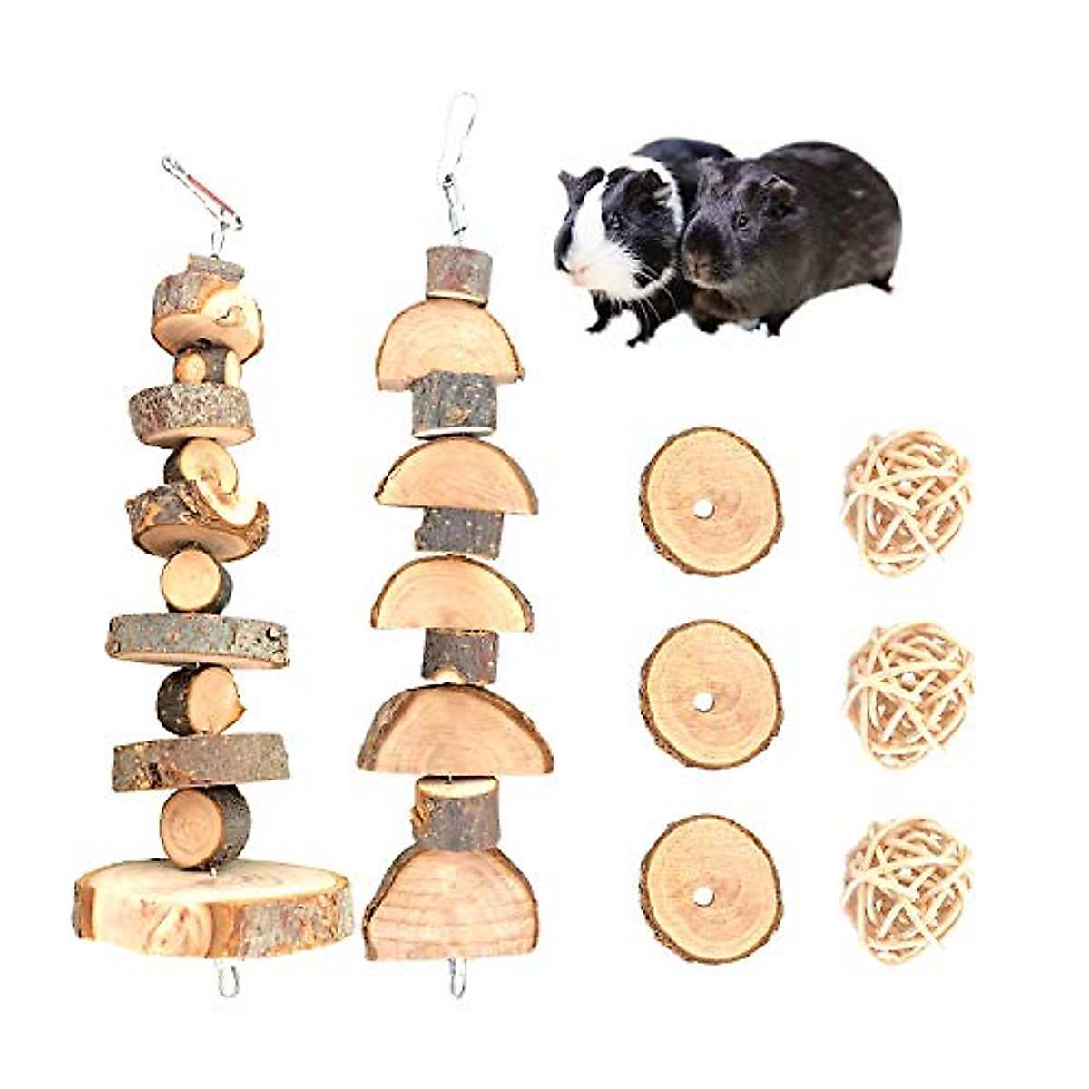 S-Mechanic Bunny Chew Toys Natural Apple Wood Small Animal Chew Toys for Rabbits Chinchilla Hamsters Guinea Pigs Gerbils (Pack 1)