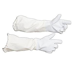 Forest Beekeeping Supply - Goatskin Leather Beekeeper's Glove with Long Canvas Sleeve & Elastic Cuff. (Large)