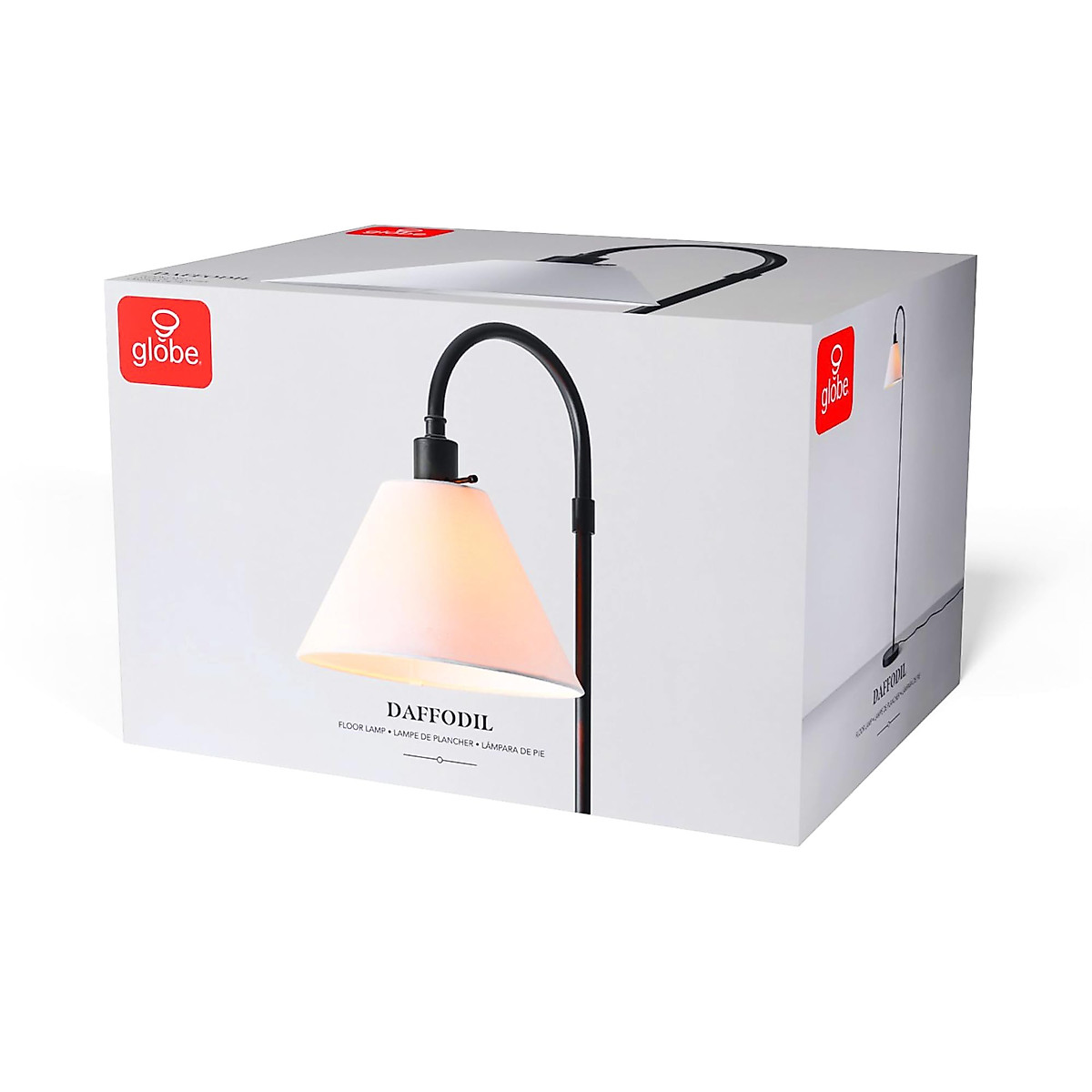 Globe Electric 67397 Barden 58" Floor Lamp, Black, Dark Gray Velvet Shade, On/Off Socket Rotary Switch