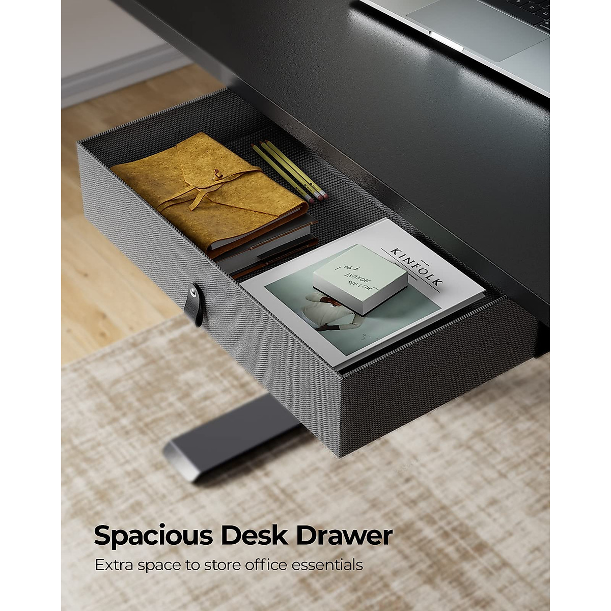 Marsail TZESD12B home-office-desks, 48 x 24 Inch, Black