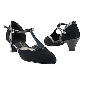 GP 50 Shades of Low Kitten Heel Dance Dress Shoes: 9627 Black Nubuck & Black Trim,1.3" Heel, Size 11 (Special Order)