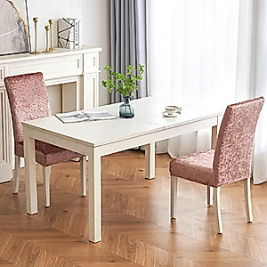 MIULEE 2 Panels Velvet Curtains 52x84 Inches Rose Pink Grommet Thermal Insulated Blackout Curtain for Bedroom Bundle Set of 2 Velvet Chair Covers for Dining Room Stretch Soft & Thick Chair Slipcover