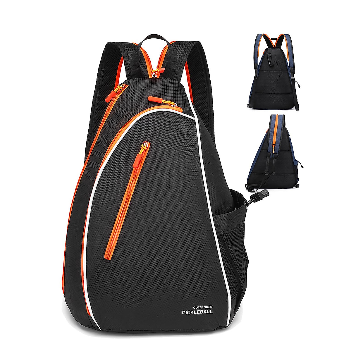 OUTPLORER Pickleball Bag for Men Women Pickleball Backpack Reversible Crossbody Sling Bag Sports Pickleball Sling Bag Adjustable Pickleball Backpack with Fence Hook (05Black)