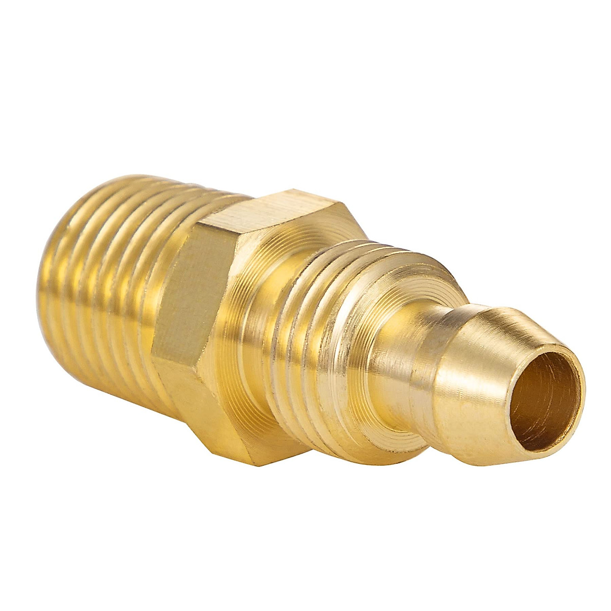 Breezliy Premium Solid Brass 4PCS Reusable Replacement Fitting For 1/4-Inch ID Hose,1/4-Inch NPT Rigid