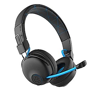 JLab Audio Play Gaming Wireless Headset | 22+ Hour Bluetooth 5 Playtime 60ms Super-Low Latency for Mobile Gameplay | Retractable Boom Mic | AUX Gaming Cord Compatible with Gaming Consoles (Renewed)