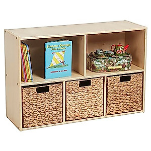 ECR4Kids Streamline 5-Compartment Storage Cabinet, 24in, Classroom Furniture, Natural