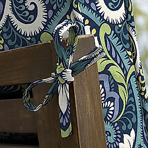 Arden Selections Modern Outdoor Dining Chair Cushion 20 x 20, Sapphire Aurora Blue Damask