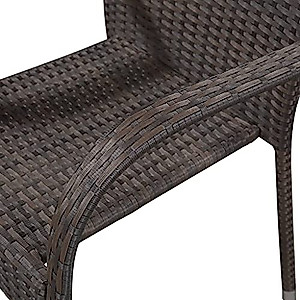 WHOPBXGAD 7 Piece Patio Dining Set Rattan Chair,Gardens Patio Furniture,Oak Patio Furniture Set,Sui for Gardens, lawns, terraces, poolsides, patios,Brown Poly Rattan