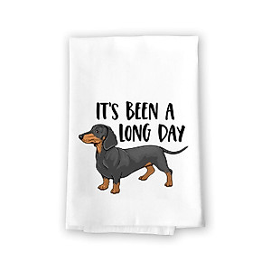 Honey Dew Gifts, Its Been A Long Day, 27 Inches by 27 Inches, Funny Dog Dish Towel, Wiener Kitchen Towel, Dachshund Kitchen Towel, Wiener Dog Tea Towels, Dachshund Lover GiftsÂ
