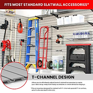 Slatwall Panel Garage Wall Organizer: Heavy Duty Wall Mounted PVC Wall Rack, Interlocking Slat Wall Paneling for Garage Wall Storage, Slatwall Board or Slatwall Shelves System -White (8’x4’W)
