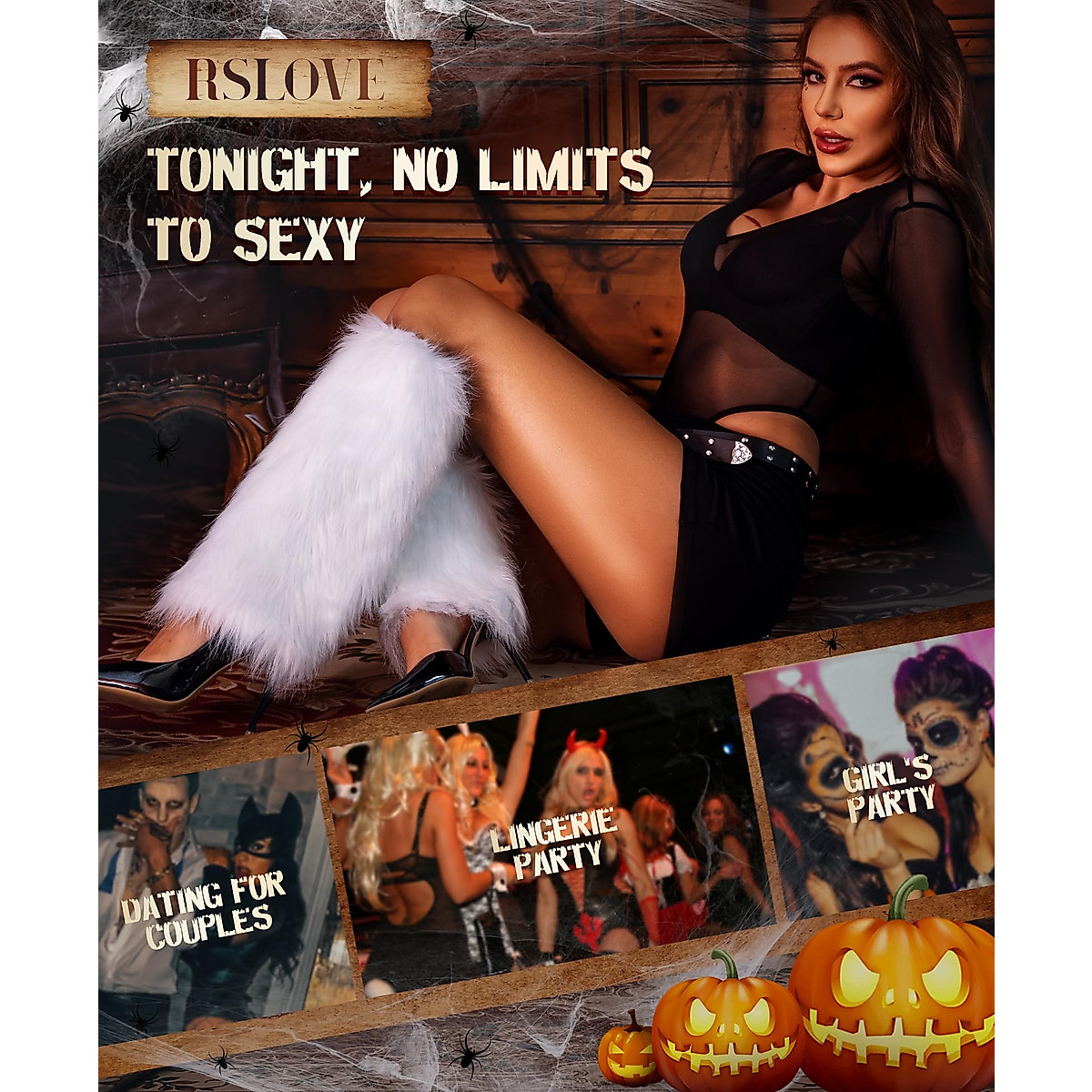 RSLOVE Women's Fuzzy Leg Warmers Winter Fur Fluffy Leg Warmers Soft Boot Cuffs Covers Halloween Santa Costume White