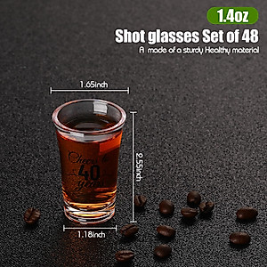 Sliner 48 Pack Birthday Shot Glasses Bulk Unbreakable 1.4oz Cheers to 30/40/50/60/70/80 Years Shot Glass Thick Base Mini Clear Plastic Shot Glass Anniversary Favors for Guests Birthday (for 40 Years)