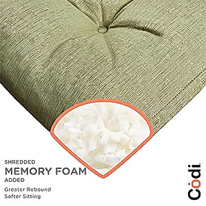 Rocking Chair Cushion, Indoor Outdoor Rocker Cushions Set, Water Resistant Seat Pads with High Back, 2 Piece Lower No Slip/Upper with Ties, Memory Foam Added Sage