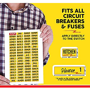 Linelax Circuit Breaker Box Labels – 129 Weatherproof Fuse Box Stickers