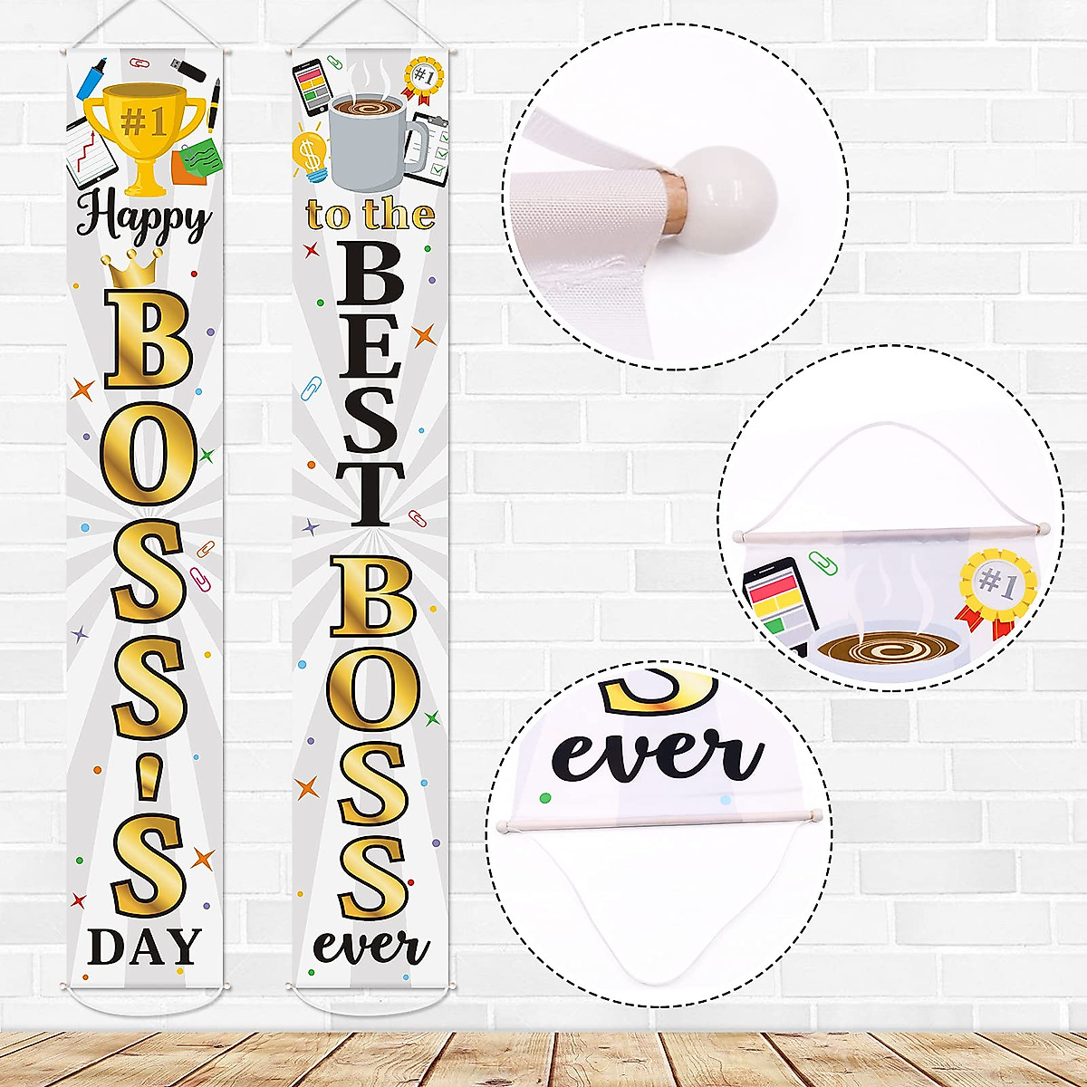 CiyvoLyeen Boss's Day Banner Happy Boss's Day Porch Signs Home Front Door Hanging Decor Boss Party Supplies Boss Day Party Decor