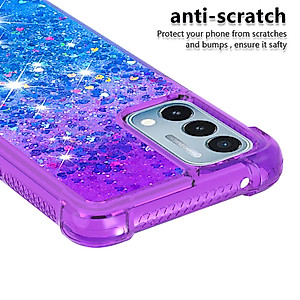 CAIYUNL for OnePlus Nord N200 5G Case with Tempered Glass Screen Protector,Glitter Bling Flowing Liquid Sparkle Soft TPU Shockproof Protective Case Women Girls for OnePlus Nord N200 5G - Purple Blue