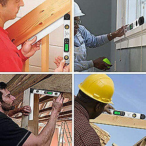 16 inch/40cm Aluminum Digital Angle Finder Built-in Bubble Vials, XUNTOP Digital Protractor 0-225° with Large Backlit Display Ideal for Interior Designer Carpenter Woodworker