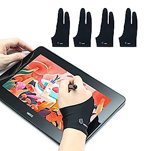 UGEE Digital Drawing Glove 4 Pack，Artist Glove for Drawing Tablet Digital Art Glove with Two Finger for Right Hand or Left Hand Universal Sizes