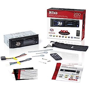 BOSS Audio Systems 632UAB Multimedia Car Stereo - Single Din, Bluetooth Audio and Hands-Free Calling, Built-in Microphone, MP3 Player, USB Port, AUX Input, AM/FM Radio Receiver, Detachable Front Panel