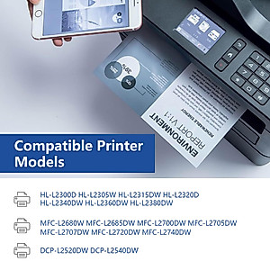 TN-630 TN630 High Yield Toner Cartridge Black Replacement for Brother TN 630 Toner HL-L2300D HL-L2305W MFC-L2680W MFC-L2685DW DCP-L2520DW DCP-L2540DW Printer (1-Pack,Black) 3,000 Pages per
