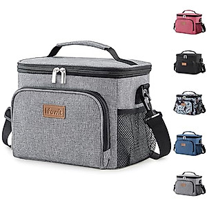 Lifewit Reusable Insulated Lunch Bag for Men, Lunch Box Women, Portable Cooler Freezable Soft Lunchbox Leakproof with Adjustable Shoulder Strap for Adult for Work Picnic or Travel, Grey 9L