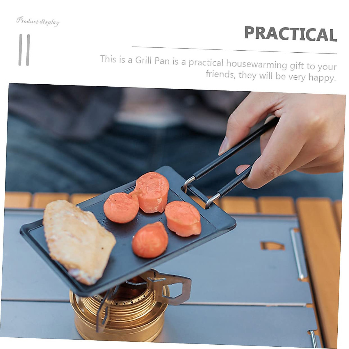 Cabilock Outdoor Griddle 2pcs Handle Cooking Striped with Frying for Iron Small Car Pan Griddle Outdoor Egg Pancake Stove Nonstick Compatible Folding Frypan Camping Mini Grill Non Sticky Veggie Tray